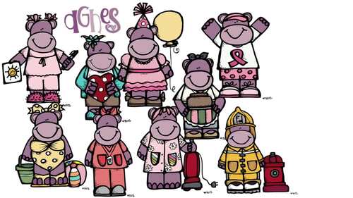 Hippo clip art, Agnes clip art COMBO PACK by Melonheadz Clipart | TPT