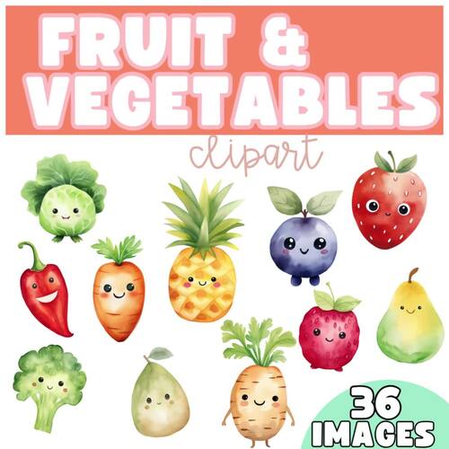 Fruit and Vegetable Clipart Sort Collection - Watercolor Fruit ...