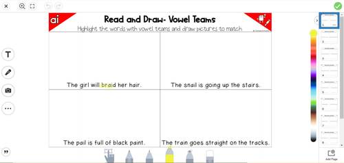 Seesaw Vowel Teams Read and Draw by Created by Chelsea | TPT