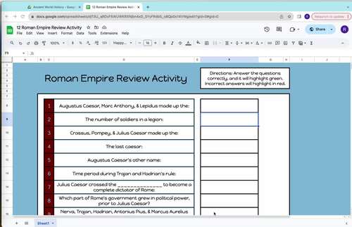Roman Empire & Emperors Online Review Game by Coach S History Hub