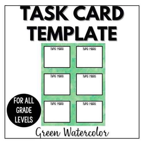 Task Card Template - Green Watercolor by Jillian Fernandez | TPT