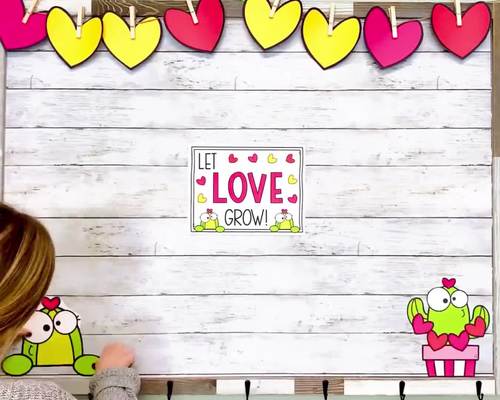 Valentines Bulletin Board Let Love Grow Cactus Valentines Decor | TPT