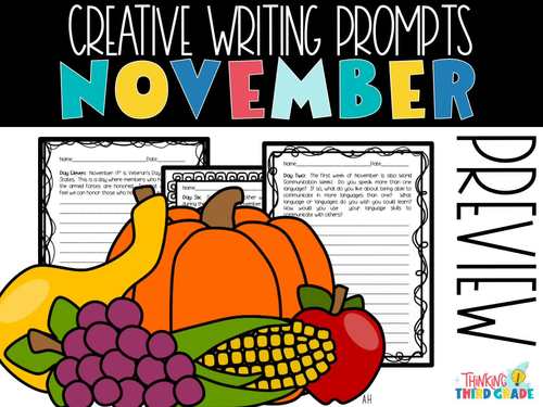 Creative Writing Prompts November | No Prep Printables | Prewriting and ...