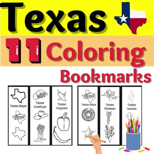 Texas Activity Doodle Bookmarks Coloring Art Class Resource Reading Day