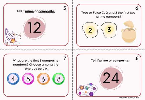 PRIME AND COMPOSITE NUMBERS - TASK CARDS FOR 4TH - 6TH by Blink's ...