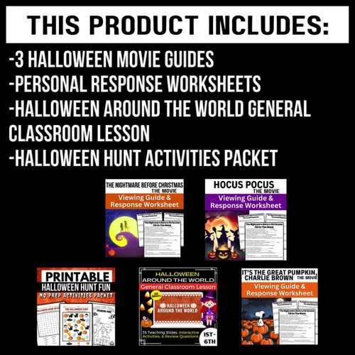 Emergency Halloween Sub Plans → Viewing Guides, General Lesson ...