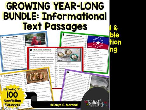 Informational Text Passages YEAR-LONG GROWING BUNDLE | Printable + Digital