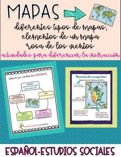 Map Skills Spanish Destreza para leer mapas Compass Rose Rosa de los ...