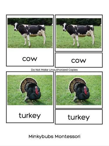 Classified 3 Part Cards Farm Animals Montessori by Minkybubs Montessori