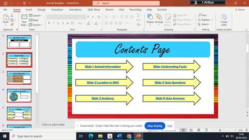 Powerpoint 365 Animal Research Project, Template Provided, Google ...