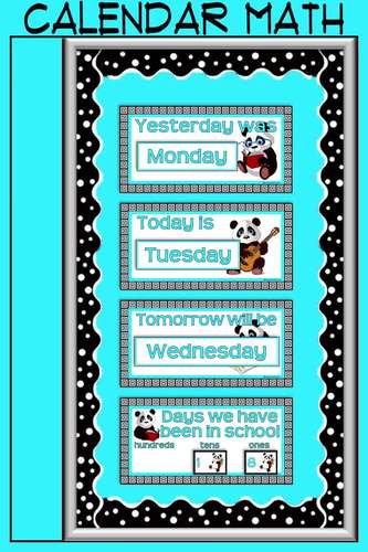 CALENDAR MATH Year Long Activities Aqua Panda Theme Classroom Decor