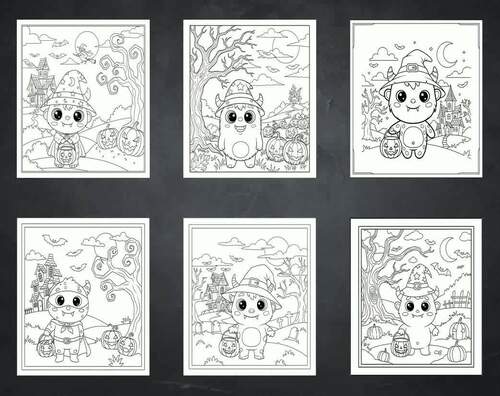 Cute Halloween Monster Coloring Pages | Spooky Fun Activity for Kids