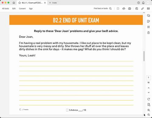 ESL Intermediate B2.2 End of Unit Exam by ESL Class Workshop | TPT