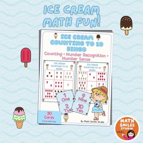 Ice Cream Counting to 10 Bingo Game Number Recognition Summer Math ...