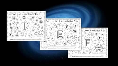 Alphabet Hunt Find the Letters Coloring Worksheets Space Learning Dyslexia