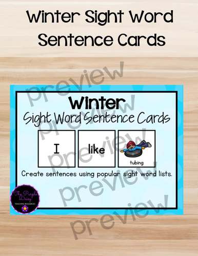 Sight Word Literacy Center Sentence Cards WINTER | TPT