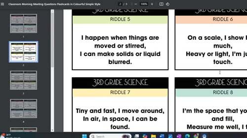 3rd Grade Science Riddle Cards Activity, Game NGSS, Properties States ...