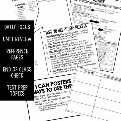 Basic Science & Scientific Inquiry I Can Posters, Basic Science Posters