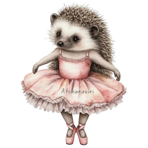 Watercolor Cute Ballet Animals Clipart - 10 PNG Digital Download