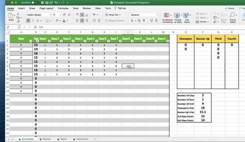8 Team or Player Tournament Scoring & Fixtures by Sport Solutions