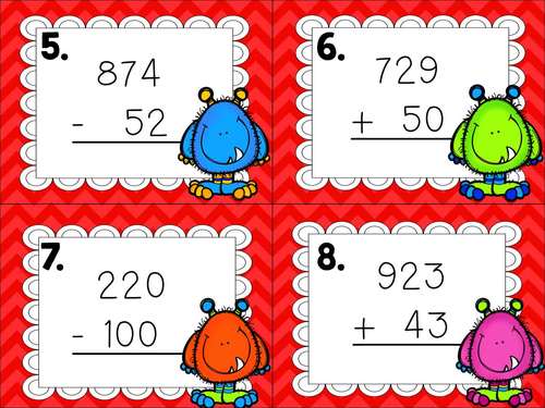 Monster Math Addition and Subtraction Task Cards by Page Products
