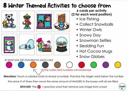 Winter Theme Digital Articulation Games 1 - 2 Player Boom Cards BUNDLE