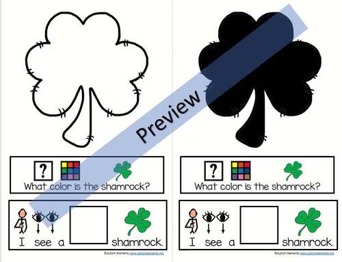 Color Shamrocks Adapted Book 2 Level- St. Patrick's Day- March- Autism ...