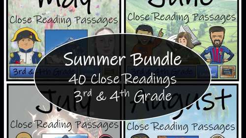 Summer Close Reading Comprehension Book Bundle | 3rd Grade & 4th Grade