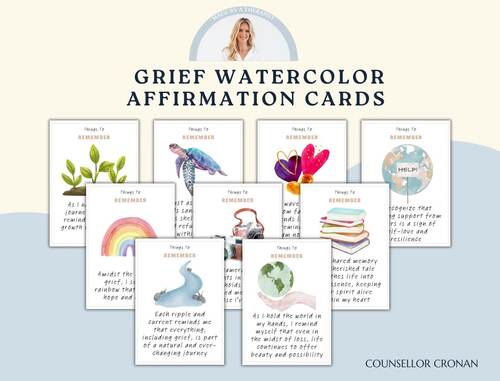 Grief and Loss. Grief Positive affirmation Cards. Self regulation ...
