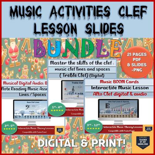 Music Activities Clef lesson Slides Bundle: Holiday Music Activity ...