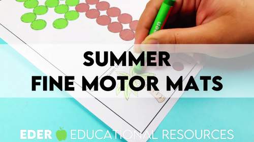 Summer Fine Motor Activity | Preschool Pom Pom Mats | Task Cards