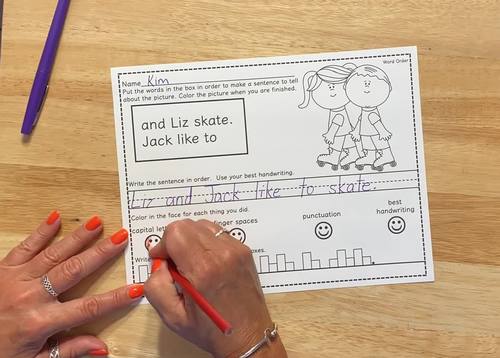 Sentence Writing Scrambled Sentences Grades 1-2 Writing Worksheets