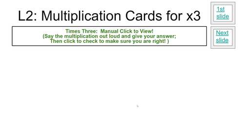 Digital Times Table Flashcards for Google Slides-LEVEL 2 Practice