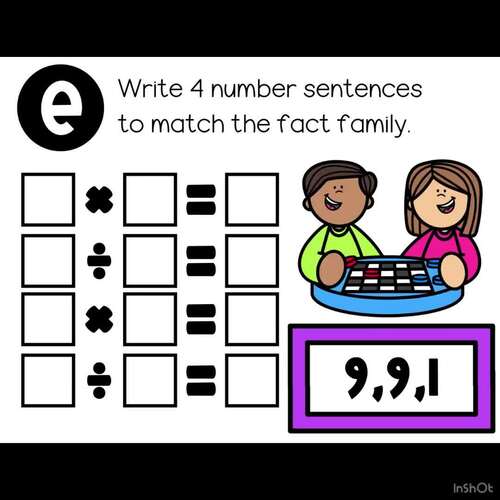 Winter Snow Day Multiplication & Division Fact Families Task Cards ...