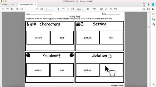 Little Red Hen - Story Elements Sorts DIGITAL & PRINTABLE | TPT