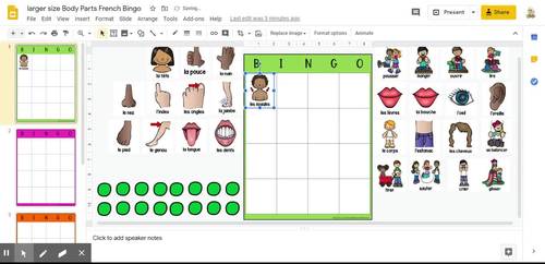 French Distance Learning Digital Body Parts Bingo I Les Parties du Corps