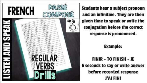 French Regular Verbs Passé Composé Drill - Listening Comprehension ...