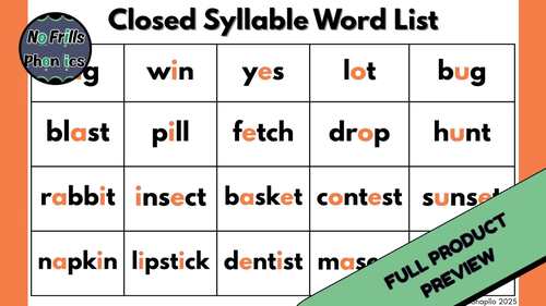 Syllable Types {Anchor Chart, Posters, Word Lists} Kindergarten 1st 2nd ...