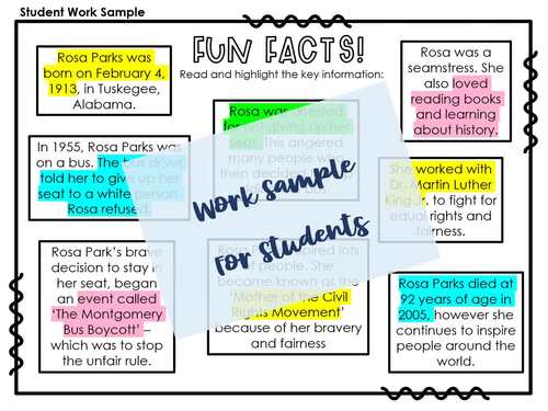 Rosa Parks Reading Comprehension Passage Black History Research Project