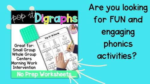 Pop It! Digraphs No Prep Worksheets | CH SH WH PH TH | Phonics Activities