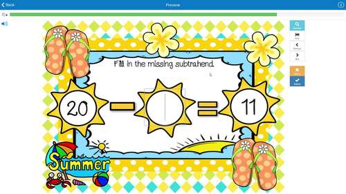 Summer Math Subtraction To 20 Missing Subtrahends BOOM CARDS | TPT