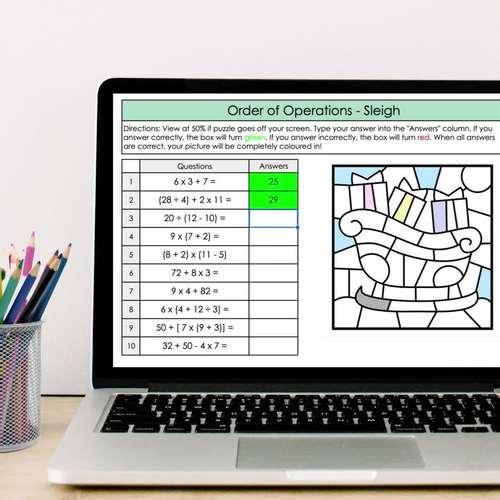 Order of Operations | Digital Colour by Number ☆ Christmas Edition