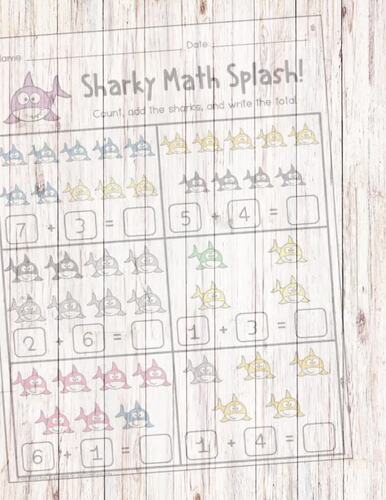 Shark Addition to 10 Worksheets | No Prep Colorful Count and Add Math ...