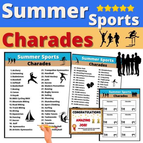 Summer Sports Charades Olympics Activity Group Class Resource | TPT