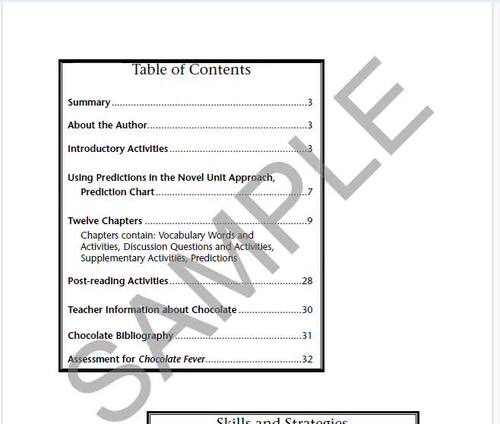 Chocolate Fever Novel Units® Teacher Guide Novel Study | TPT