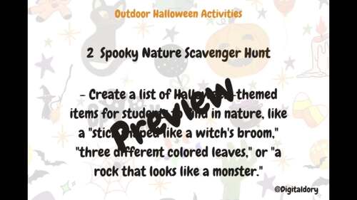 Outdoor Halloween fun idea cards for Elementary/Primary | TPT