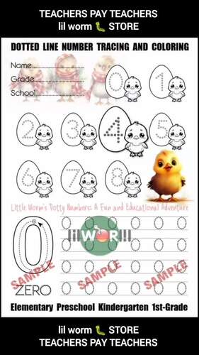 Duck 0-9 DOTTED LINE NUMBER TRACING AND COLORING by lilworm | TPT