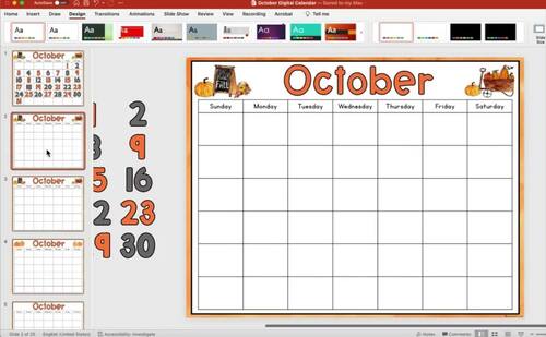 October Calendar for Morning Meeting by Leanne Prince | TPT