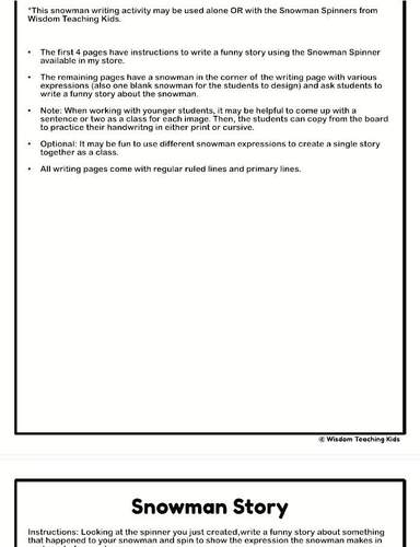 Christmas Winter Snowman Themed Lined Creative Writing by Wisdom ...