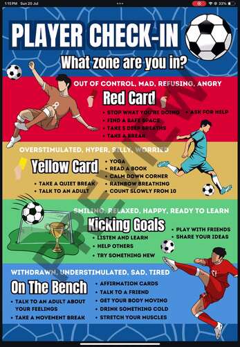 Soccer-Themed Emotional Regulation Posters & Visuals SEL- Football
